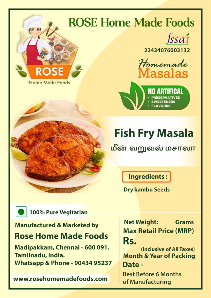 Fish Fry Masala - Rose Homemade Foods